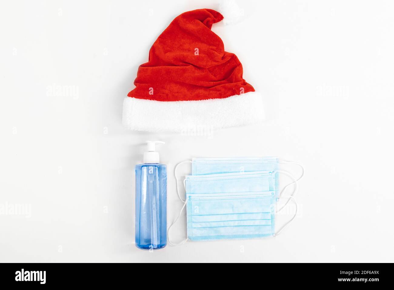 Christmas Santa Claus hat with antivirus protection kit, medical mask ...