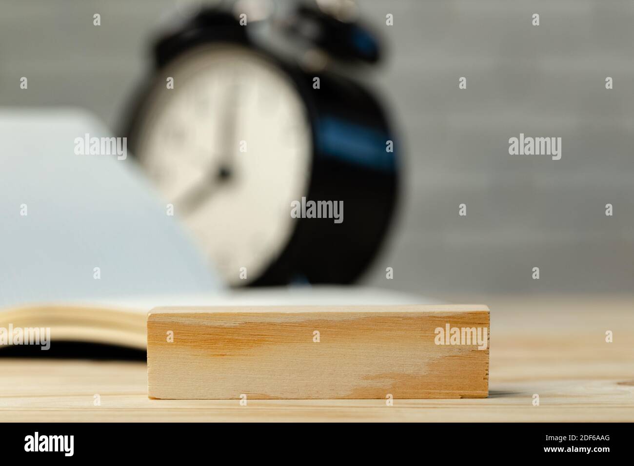 Alarm clock wooden blocks table hi-res stock photography and images - Alamy