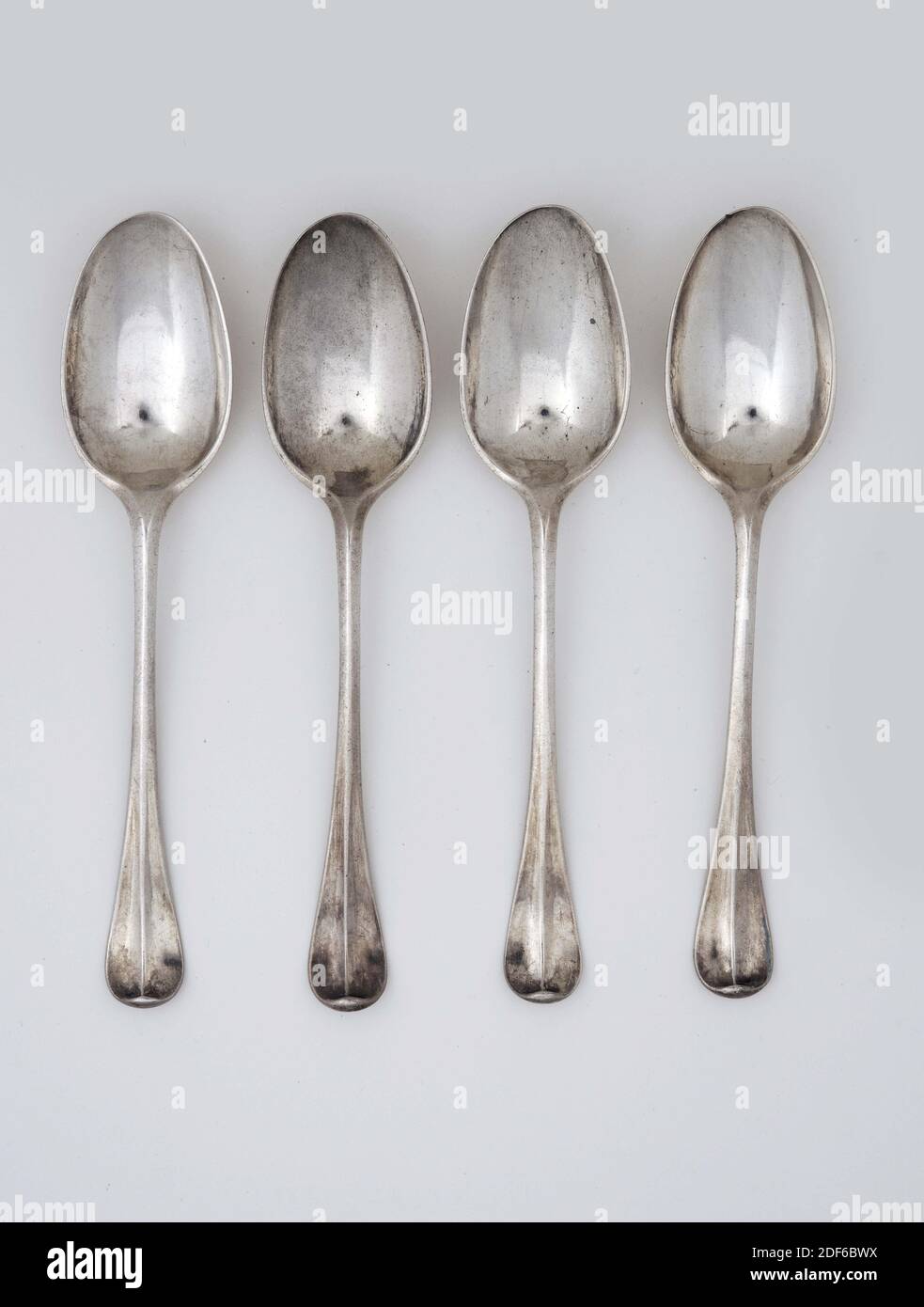 Jacob Fortman, 1737, Set of four silver spoons with an oval bowl, with ...