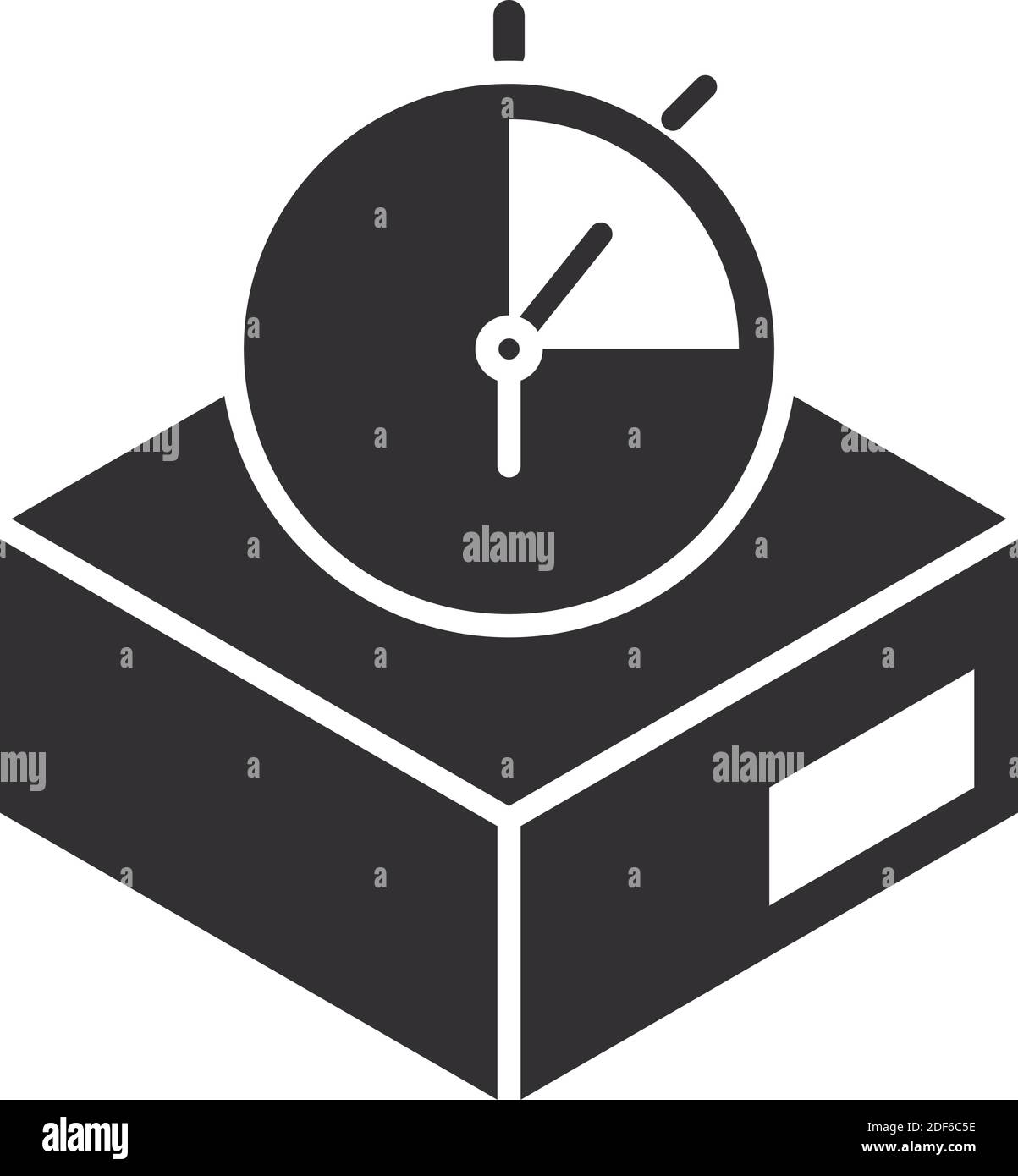 delivery parcel and chronometer vector illustration silhouette icon ...