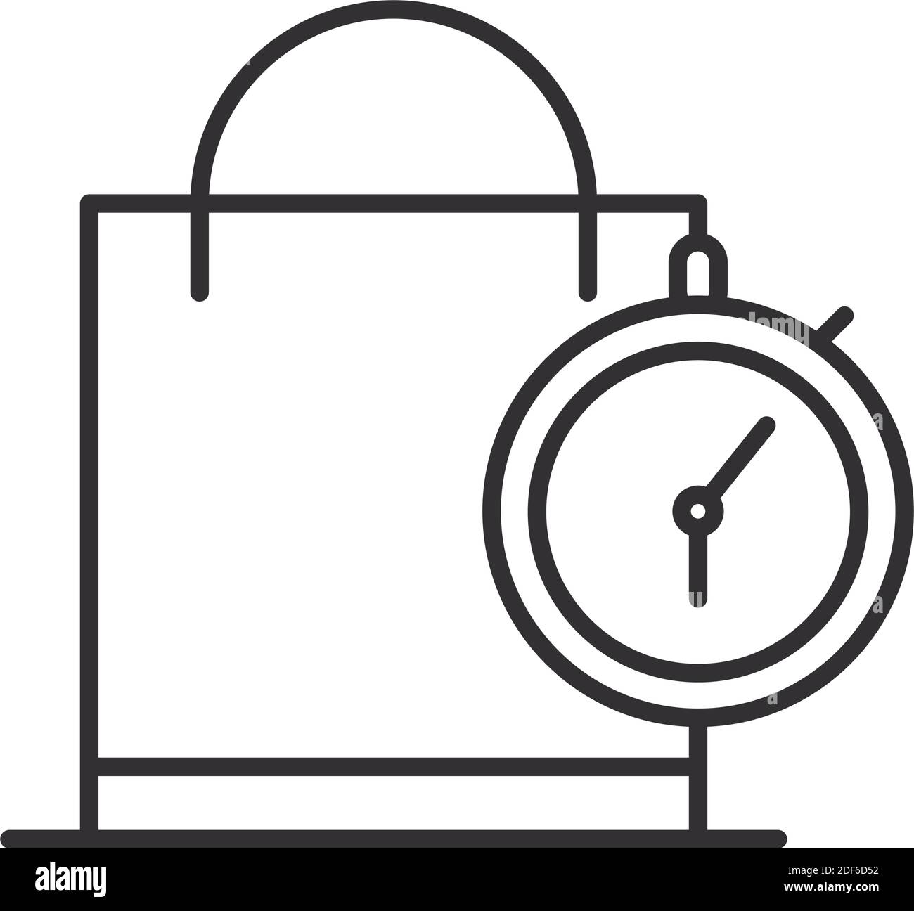 delivery shopping bag and stopwatch vector illustration line style ...