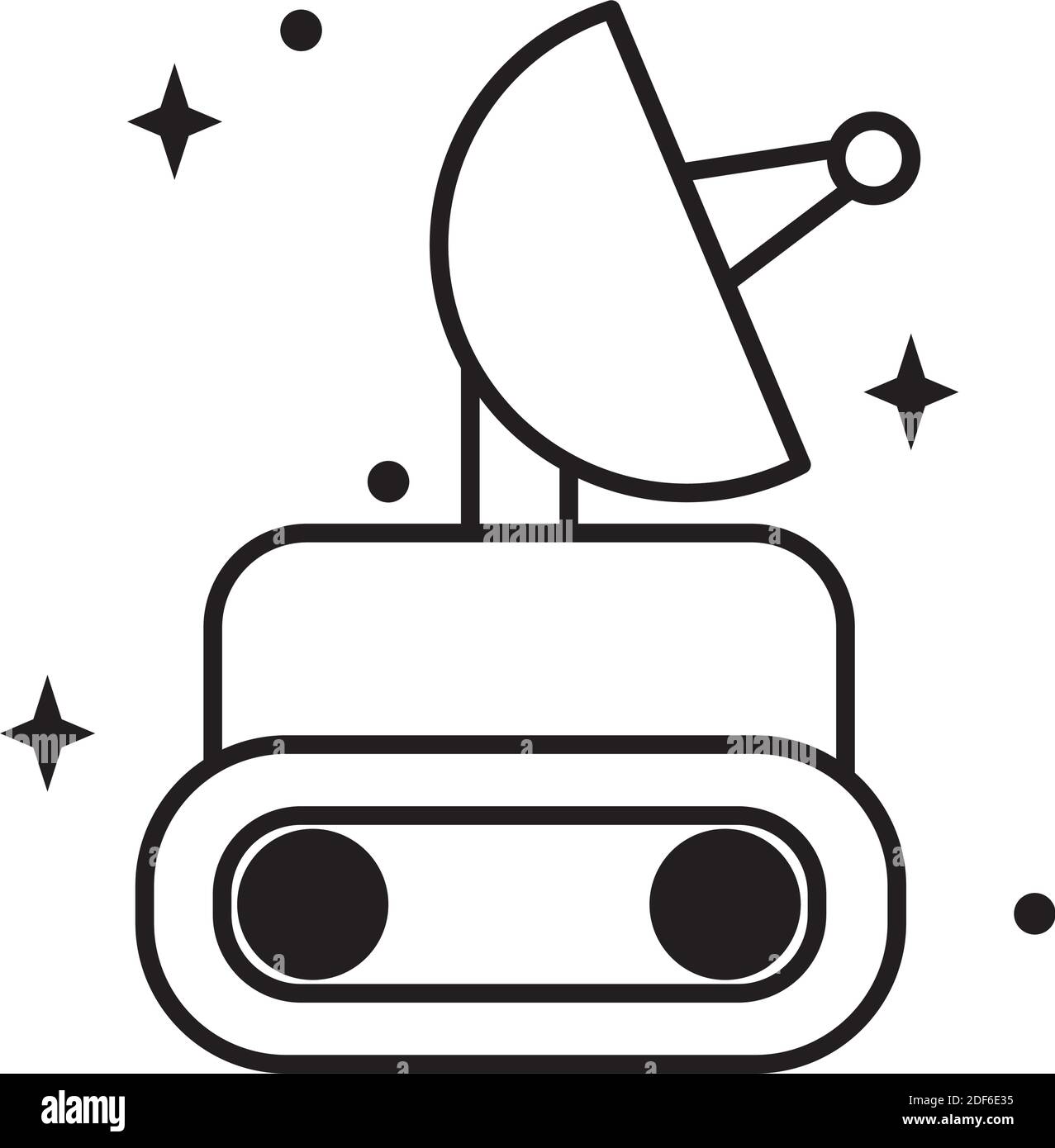 Space exploration rover icon over white background, line style, vector ...