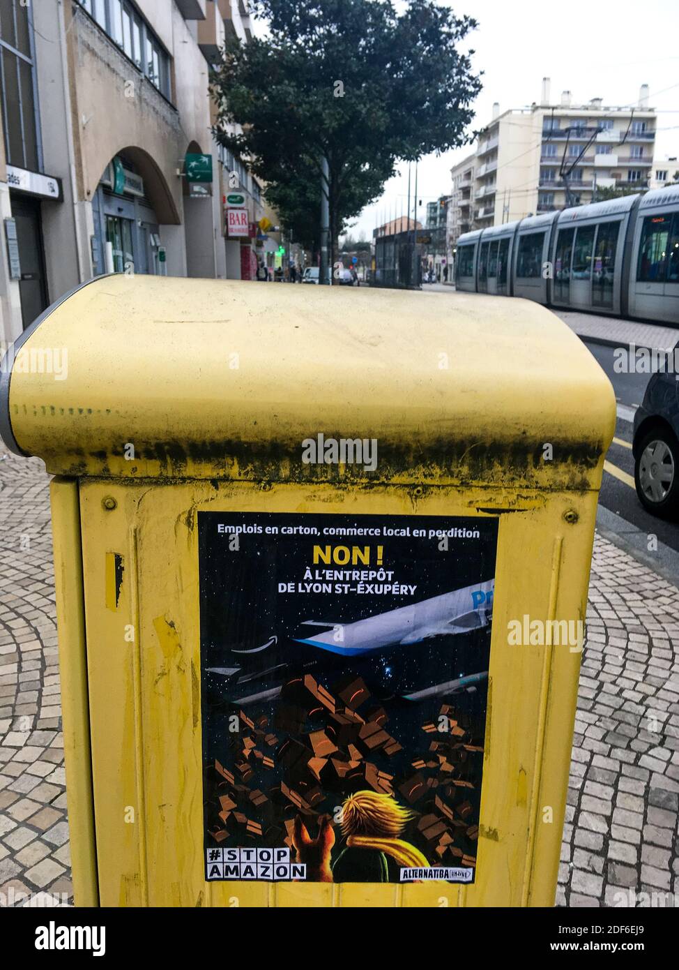 Protest against settlement of a new Amazon depot at Lyon Saint-Exupery ...