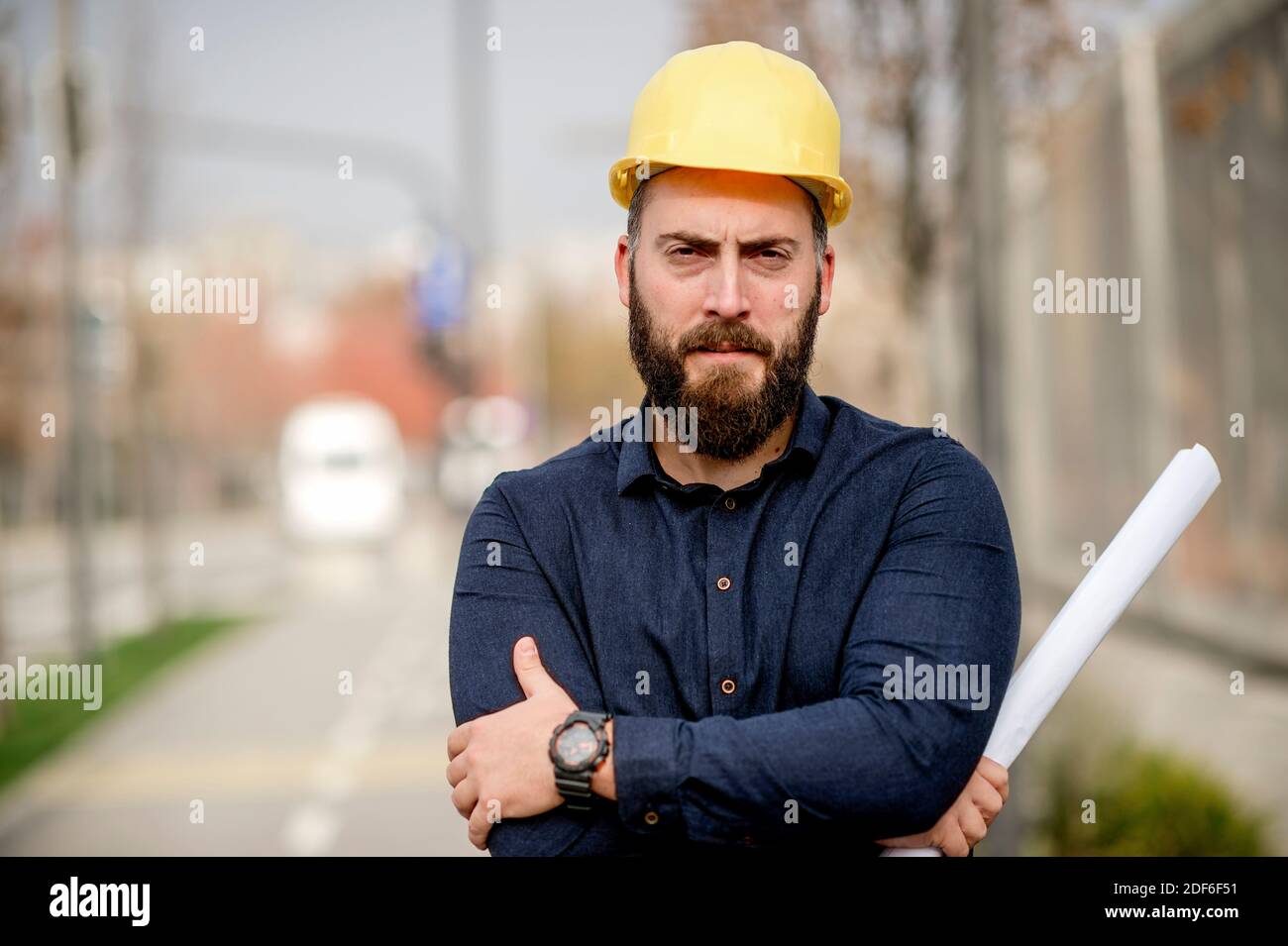 Portrait handsome architect engineer planning hi-res stock photography ...