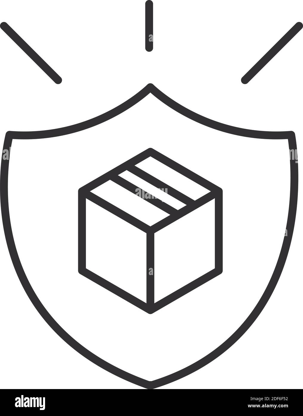 delivery shield protection cardboard box vector illustration line style ...