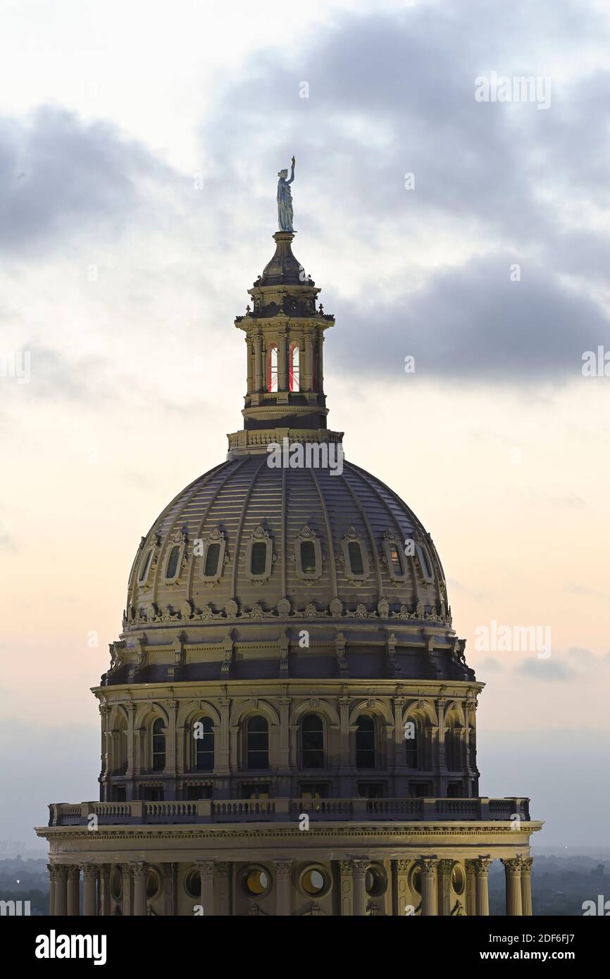 August 15, 2020 Austin, Texas: Views of the Texas Capitol dome during a ...