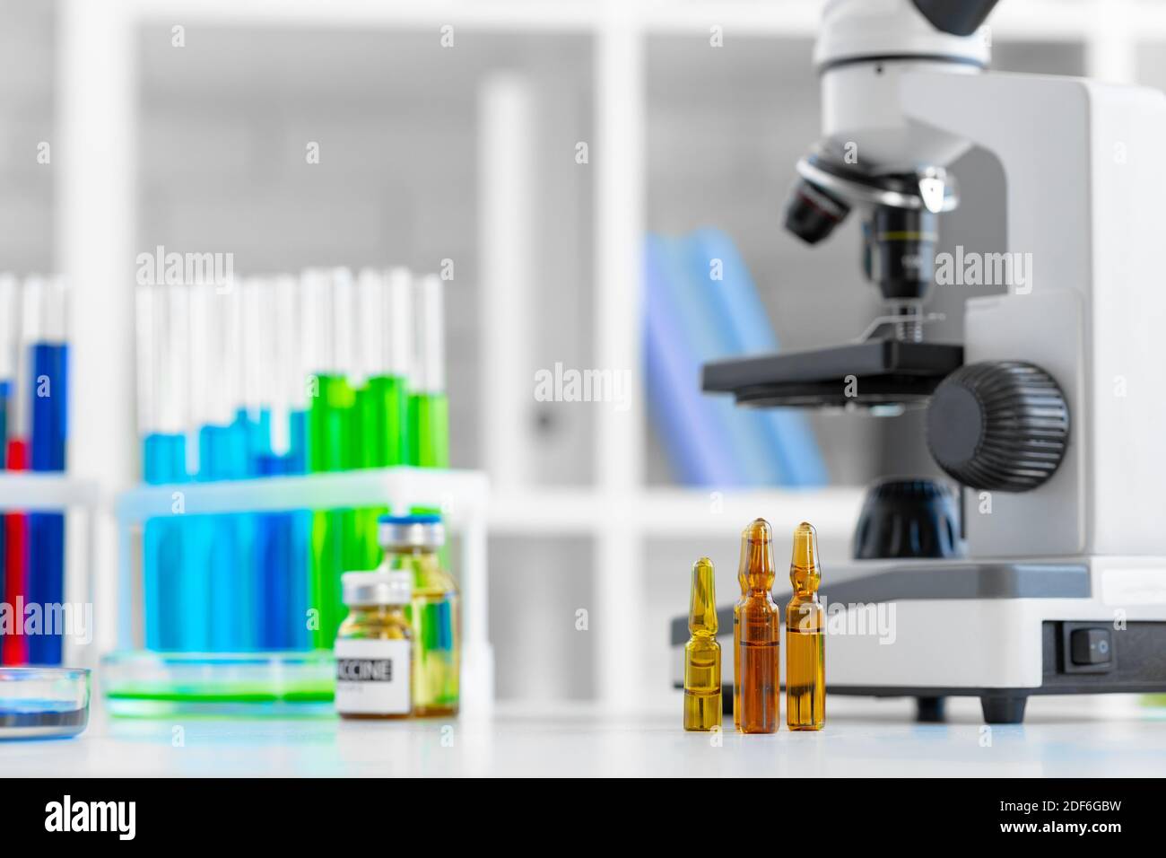 Scientific healthcare research background with microscope in medical ...