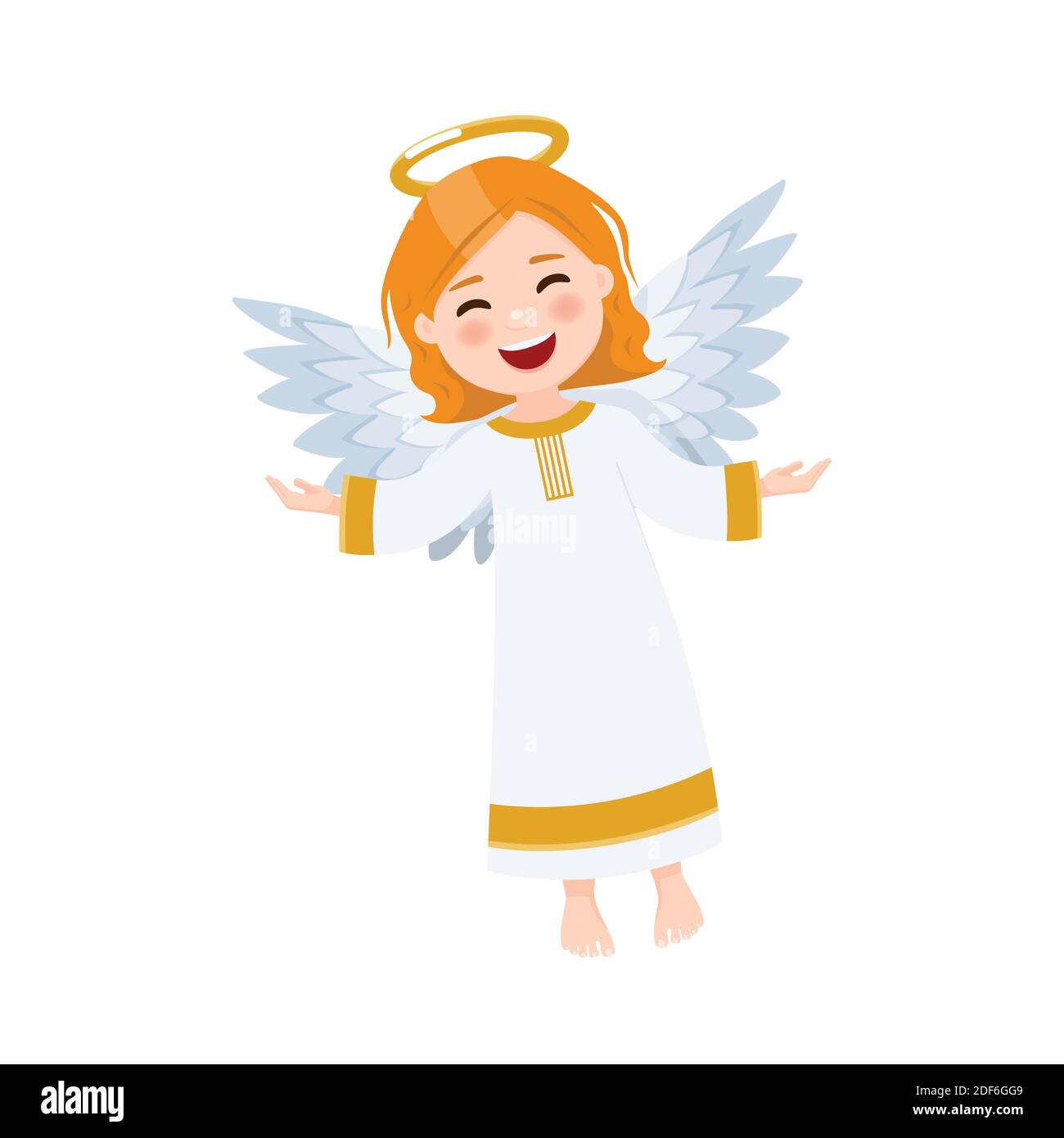 Flying angel on white background. Flat vector illustration Stock Vector ...