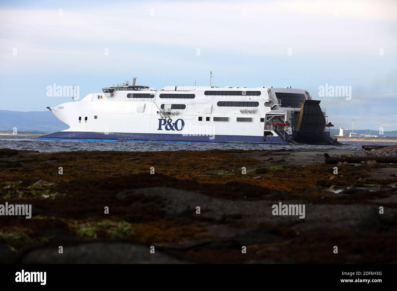 Troon, Ayrshire, Scotland, UK. The Twin Hulled P&O Ferry reverses into ...