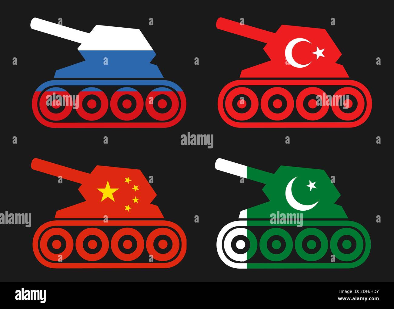Tank, Armored military vehicle, in the colors of national flags ...