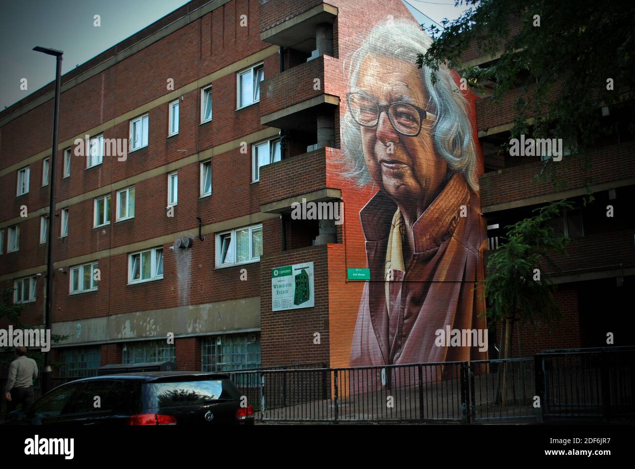 Portrait mural of a long standing resident, June Barber on the Webheath ...