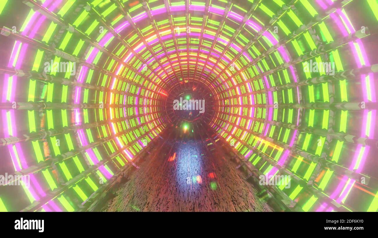 Magic neon tunnel with cool particles 3d illustration wallpaper ...