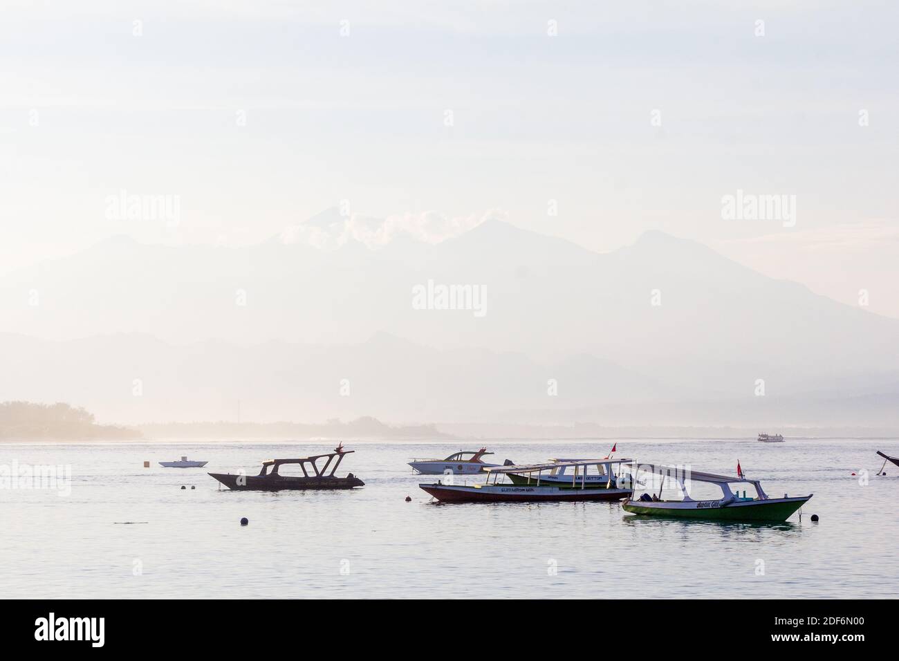 Gili Trawangan landscape with Gunung Rinjani in the background in ...