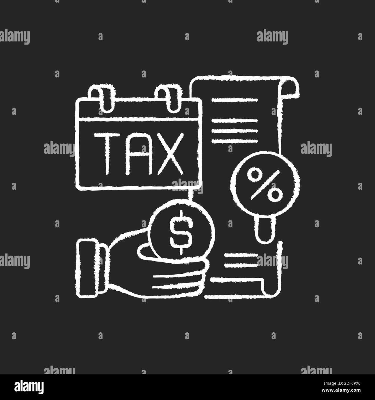 Taxes payment chalk white icon on black background Stock Vector Image ...