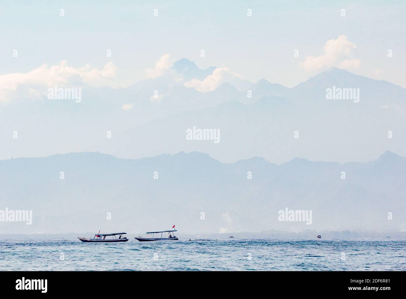 Gili Trawangan landscape with Gunung Rinjani in the background in ...
