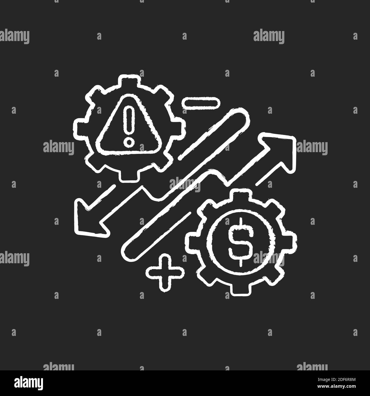 Business risks chalk white icon on black background Stock Vector Image ...