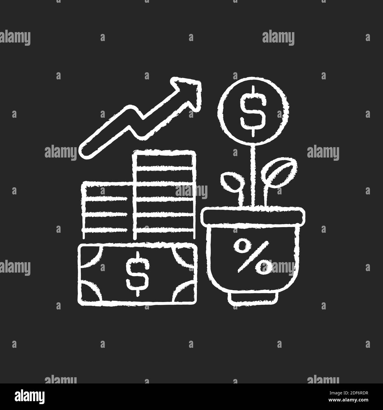 Income increase chalk white icon on black background Stock Vector Image ...
