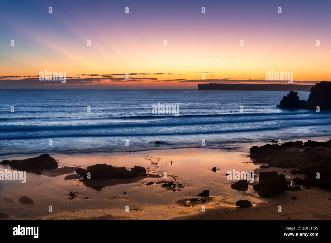 Scenic view of the Tonel Beach (Praia do Tonel) in Sagres, Algarve, at ...