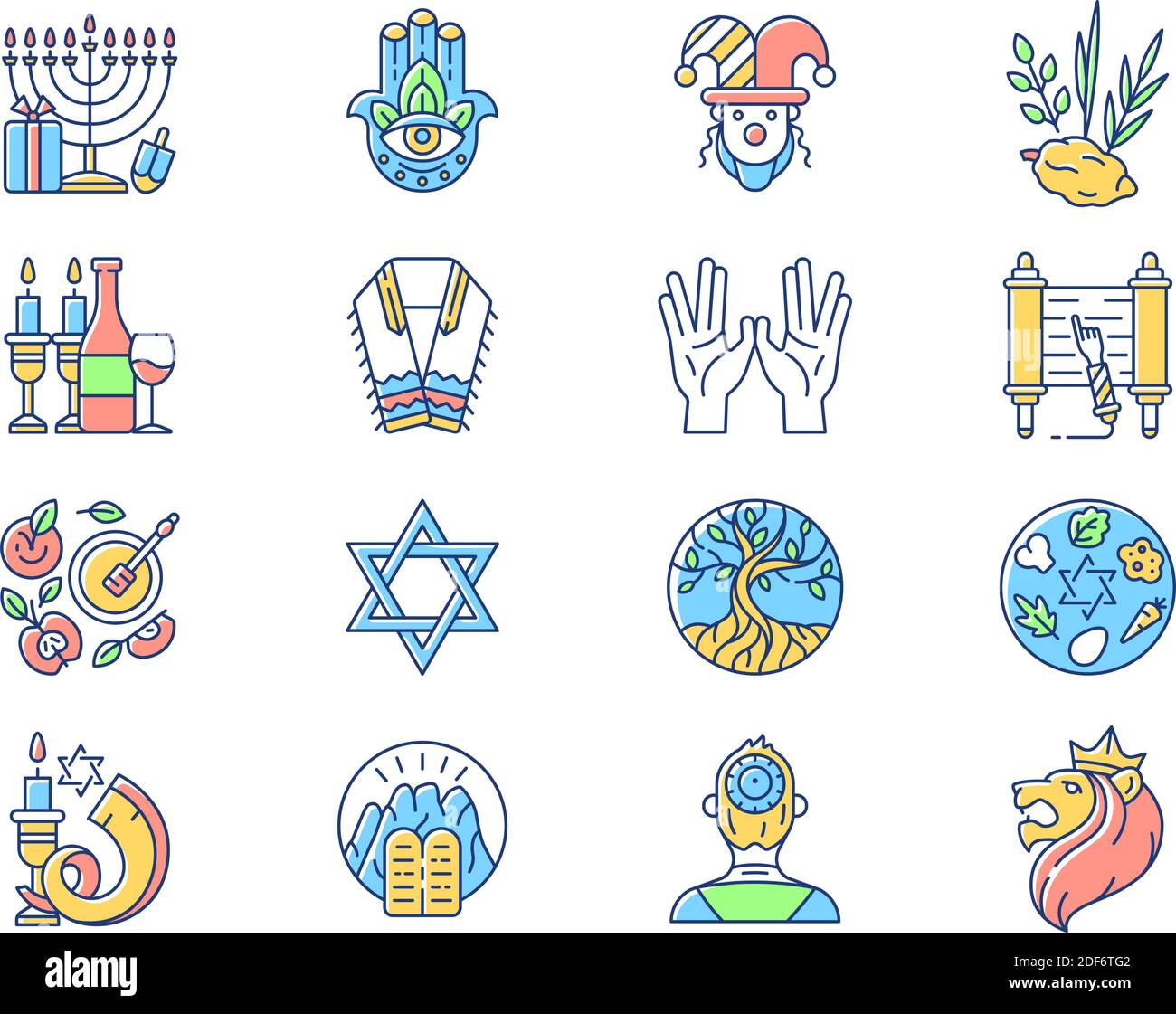 Jewish holidays RGB color icons set Stock Vector Image & Art - Alamy