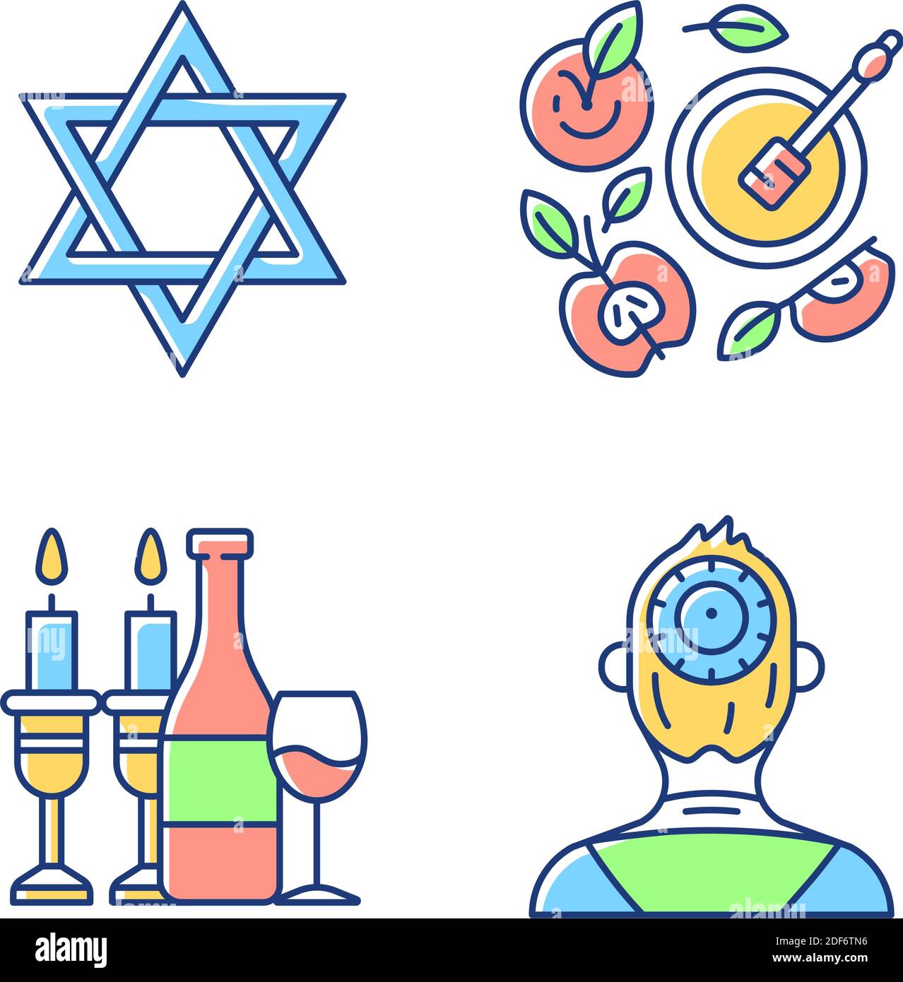 Jewish symbolism RGB color icons set Stock Vector Image & Art - Alamy