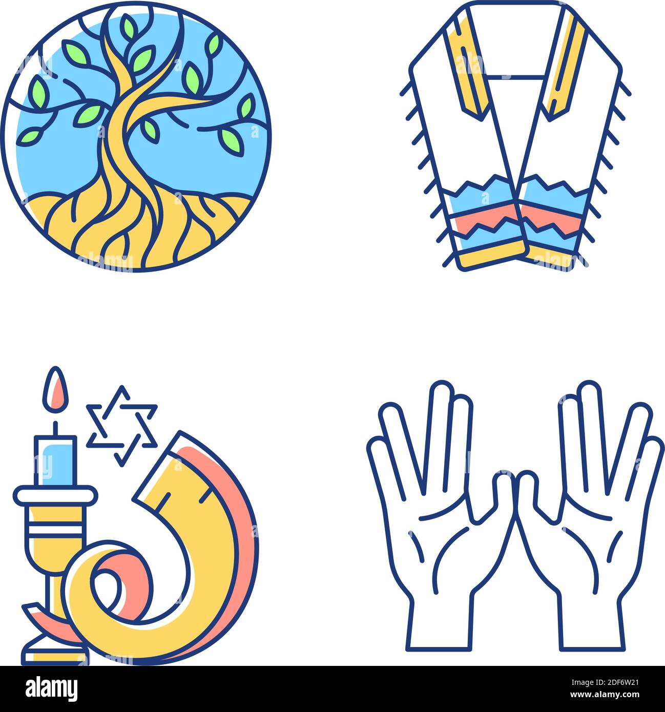 Judaism signs RGB color icons set Stock Vector Image & Art - Alamy