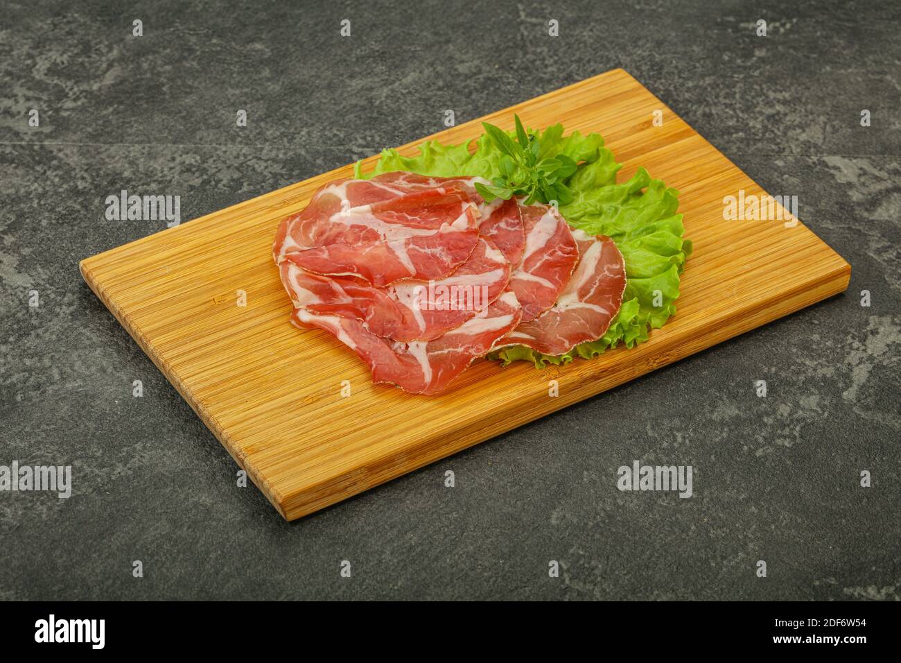Delicous Smoked pork neck slices snack Stock Photo - Alamy