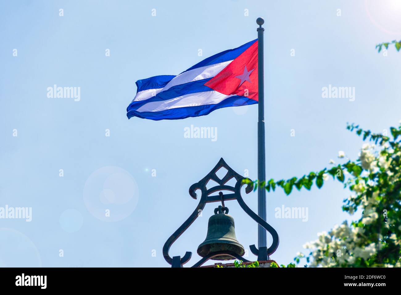 Cuban flag in Old Havana, Cuba Stock Photo - Alamy