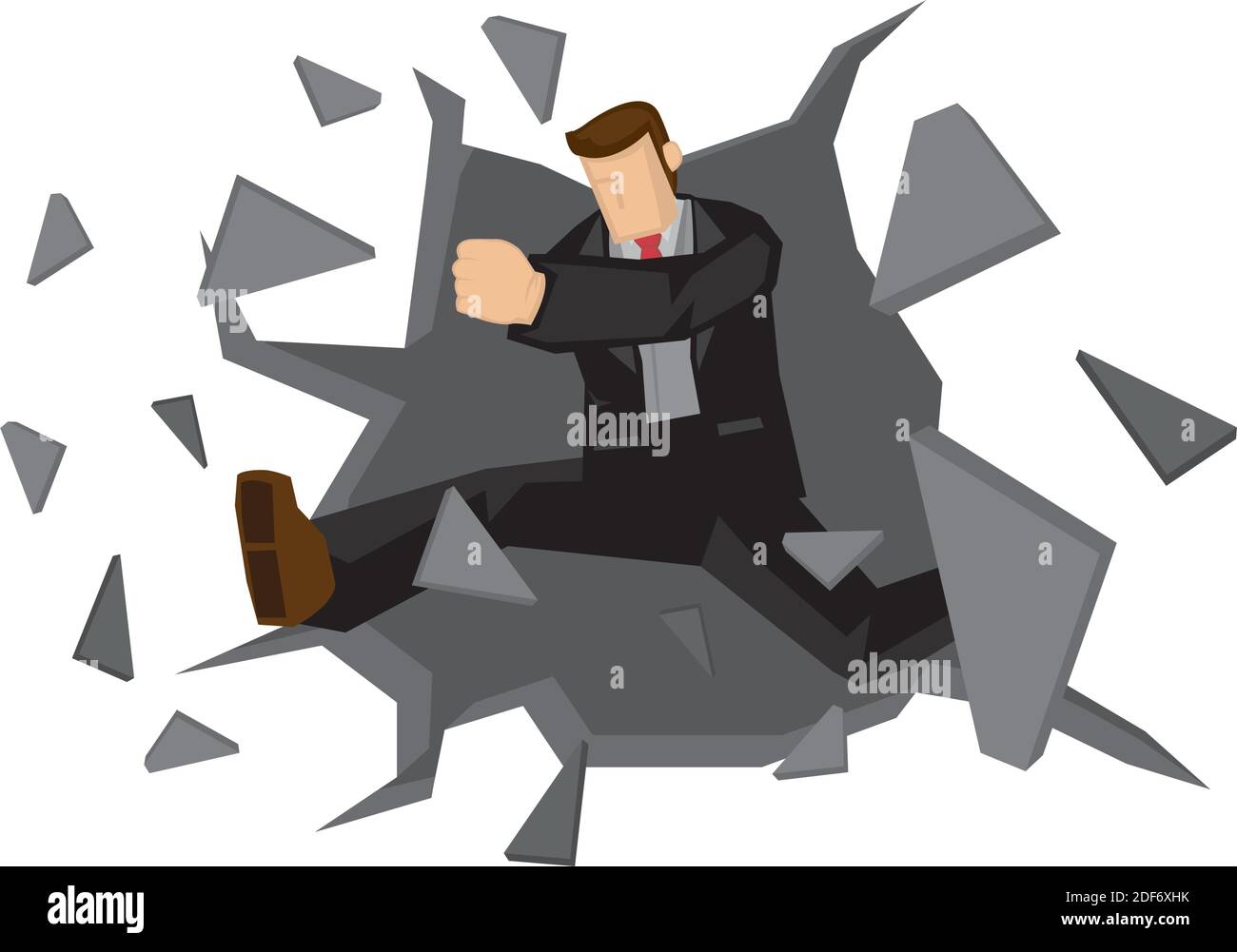 Vector Illustration of business man breaking down the wall. Concept of ...