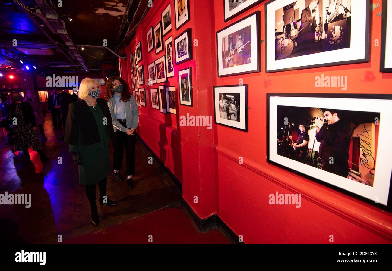 The Duchess of Cornwall with Ruby Horton during a visit to the 100 Club ...