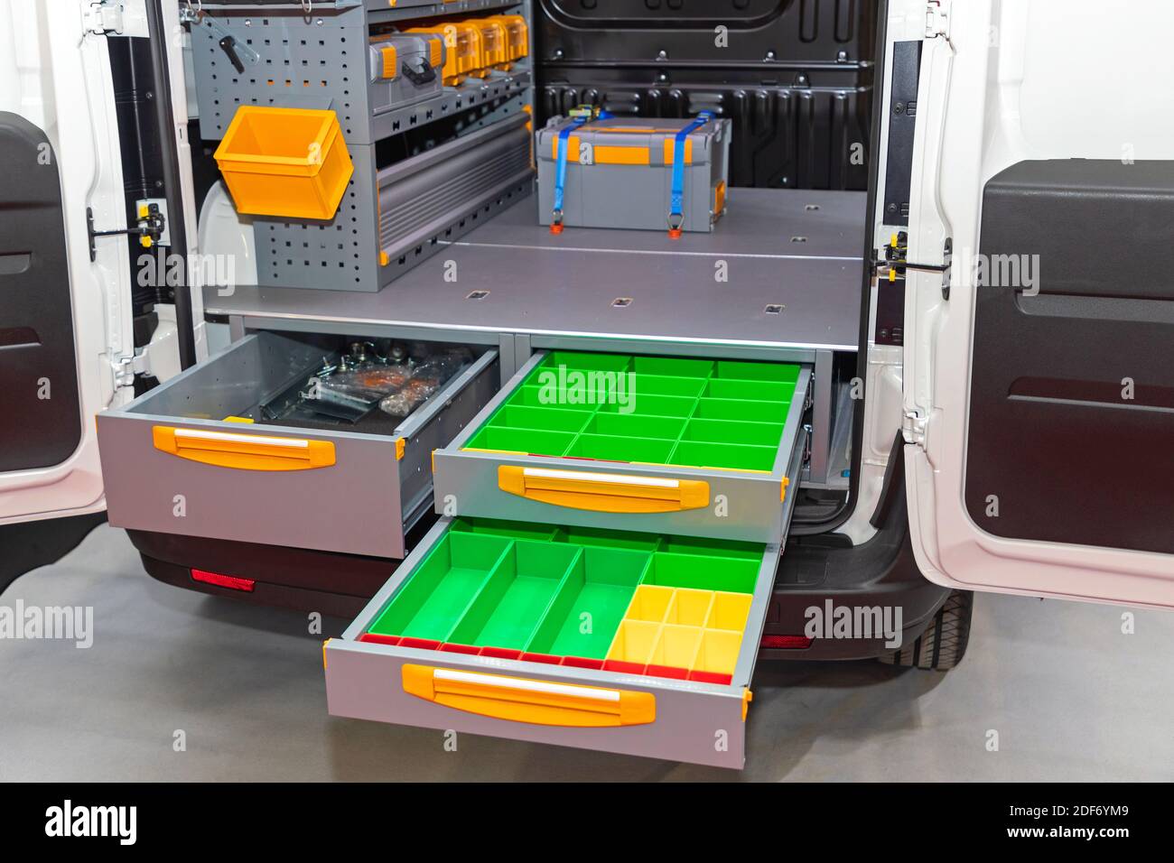 Tools and Parts in Drawers Equipment Mobile Workshop Van Stock Photo ...