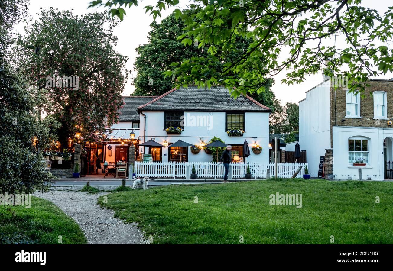 The Hand In Hand Pub Wimbledon Common at Night London UK Stock Photo ...