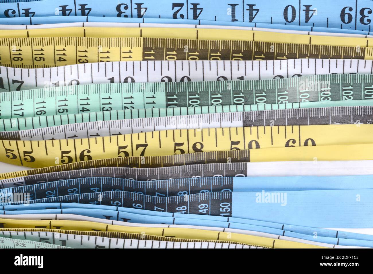 Measuring tape. Top view of measuring tape set close up Stock Photo - Alamy
