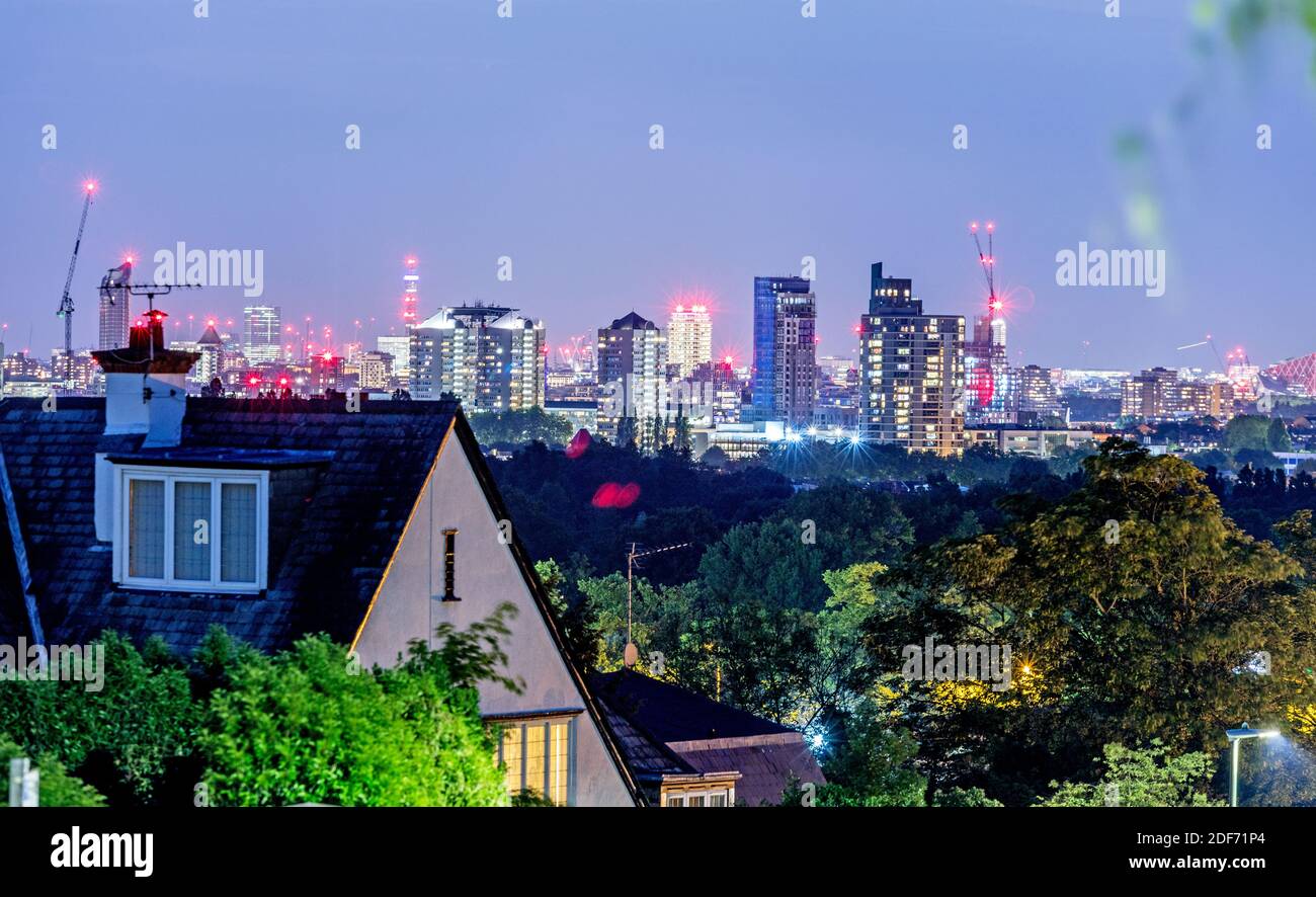 Night View of The City in London From Wimbledon UK Stock Photo - Alamy