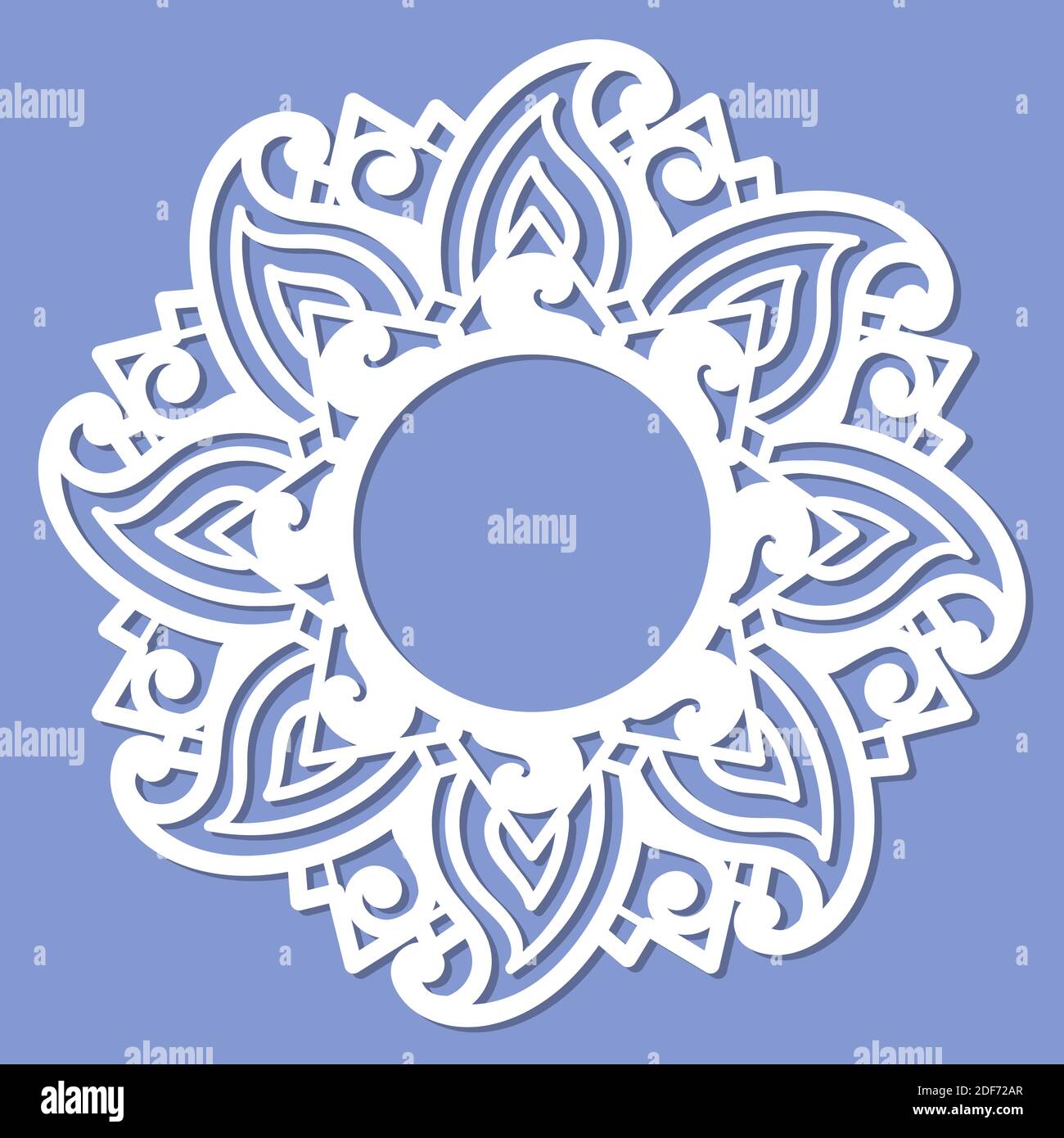 Template for laser cutting. Round frame with rays. For the design of ...