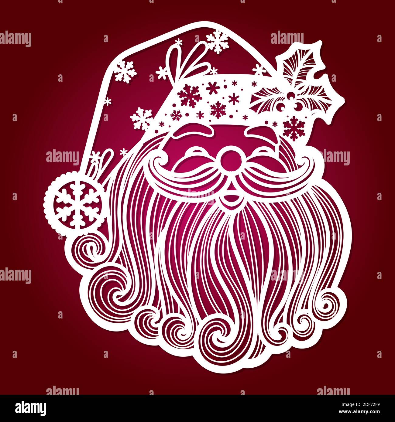 Template for laser cutting. Head of smiling Santa Claus. For cutting ...