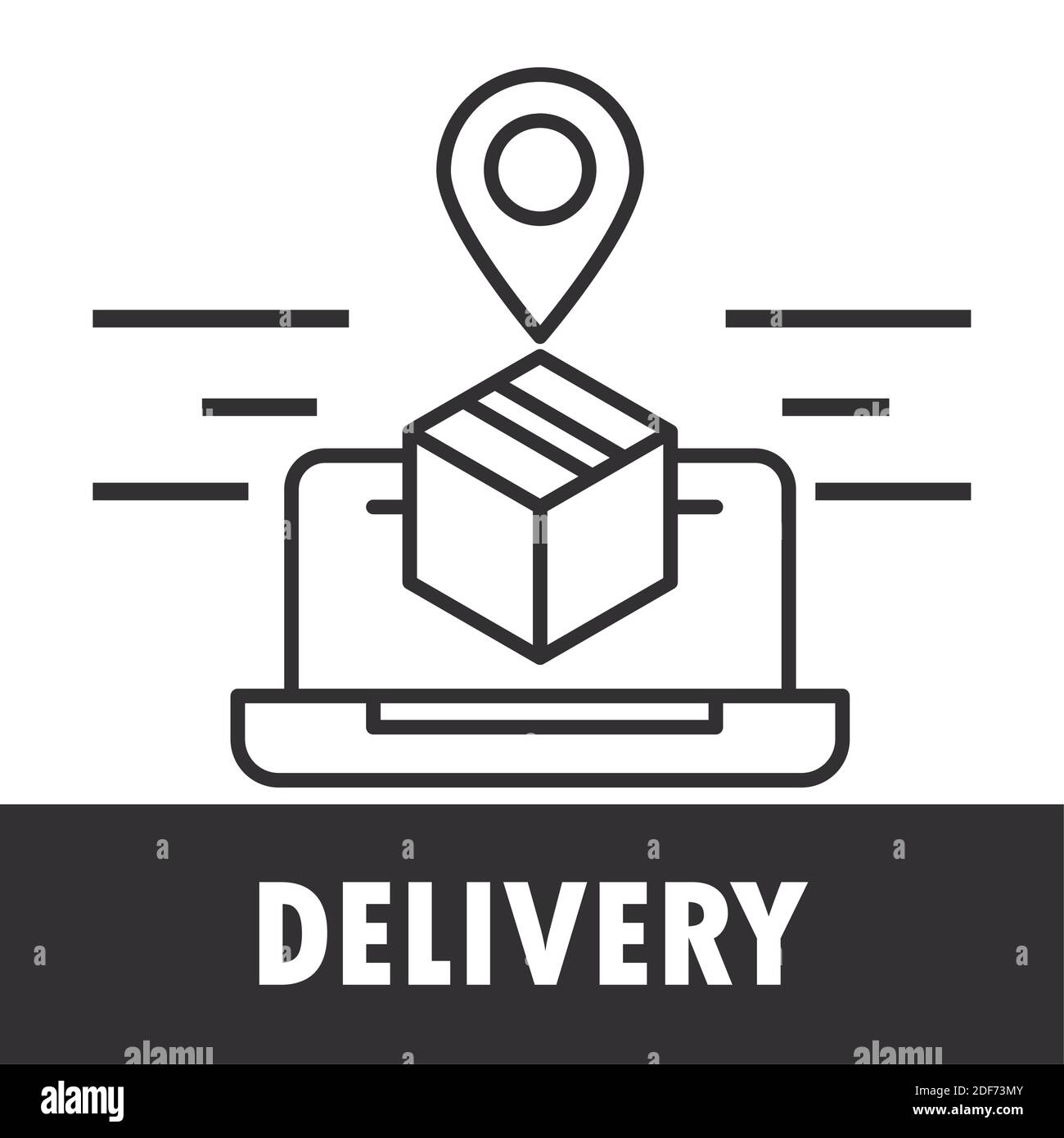 online delivery service with laptop and gps pin location with box ...