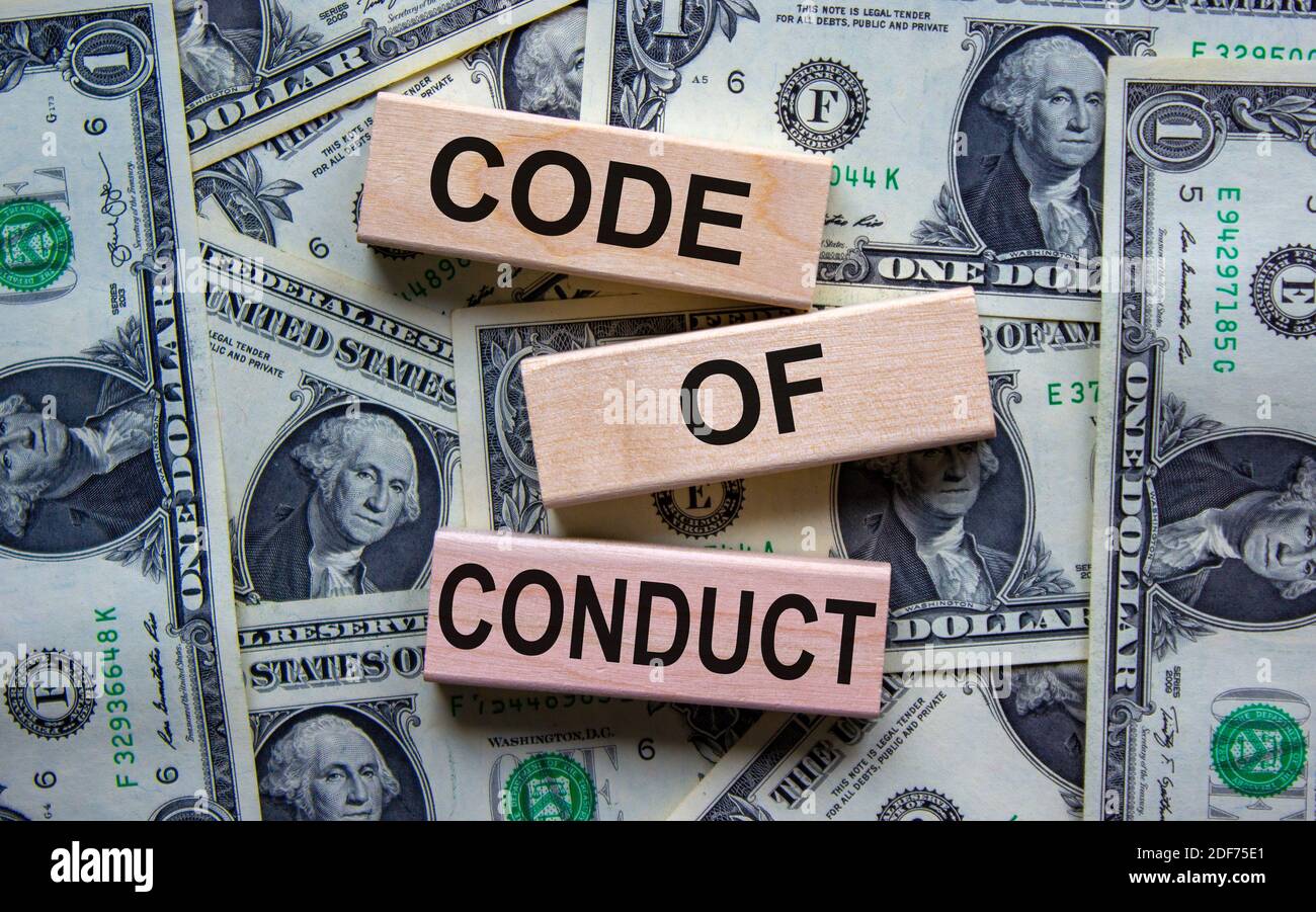 Code of conduct symbol. Concept words 'code of conduct' on wooden ...