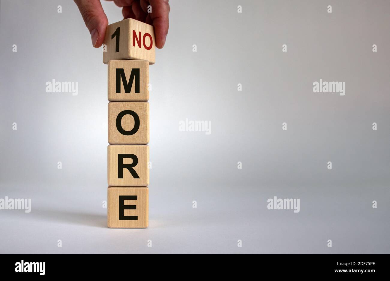 1 or no more symbol. Hand turns a cube and changes the words '1 more ...