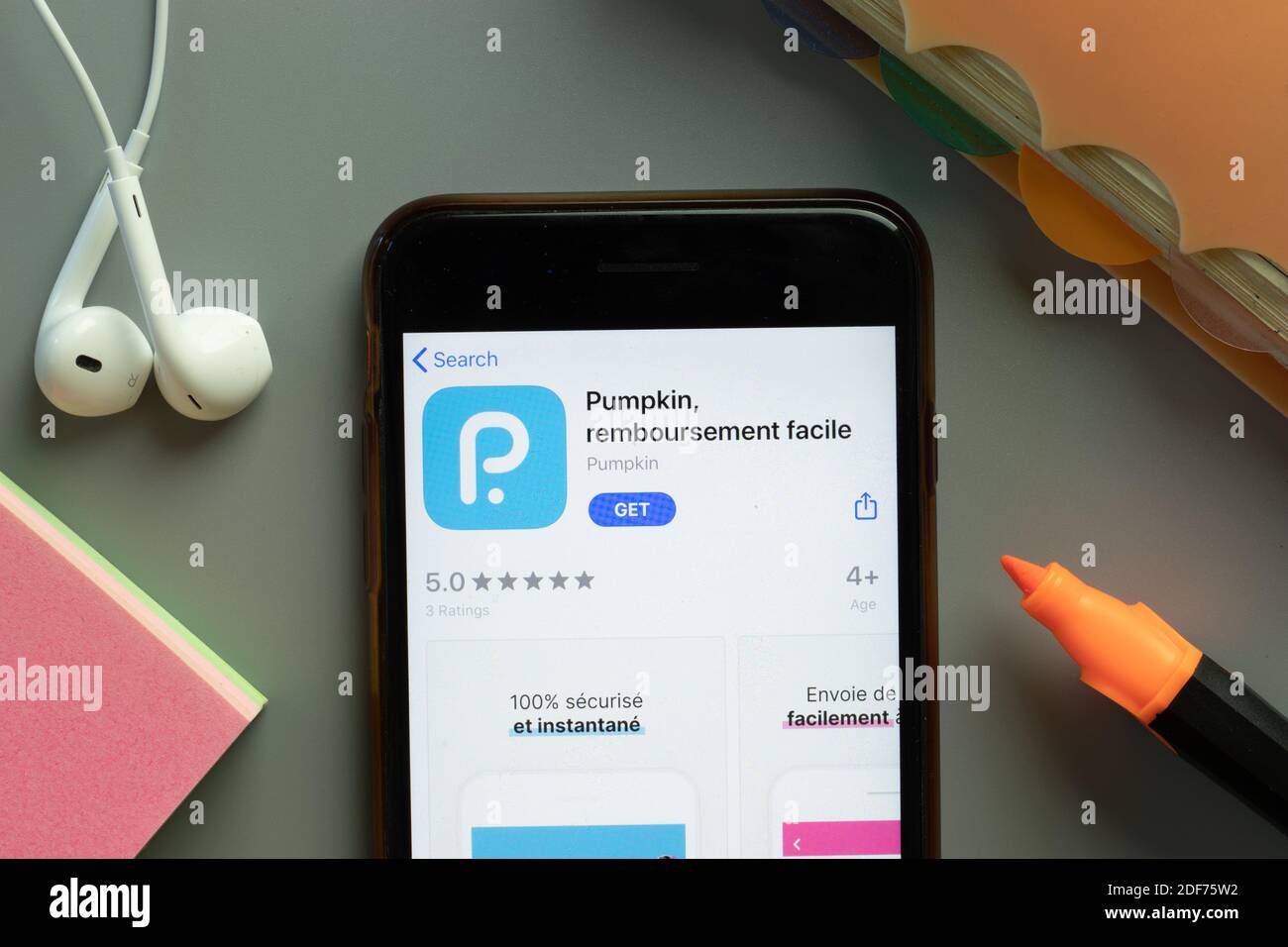 New York, USA - 1 December 2020: Pumpkin mobile app icon on phone ...