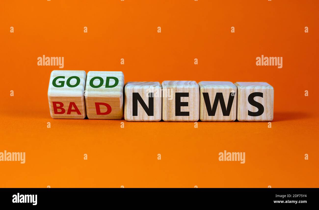 Good or bad news concept. Fliped cubes and changed the words 'bad news ...