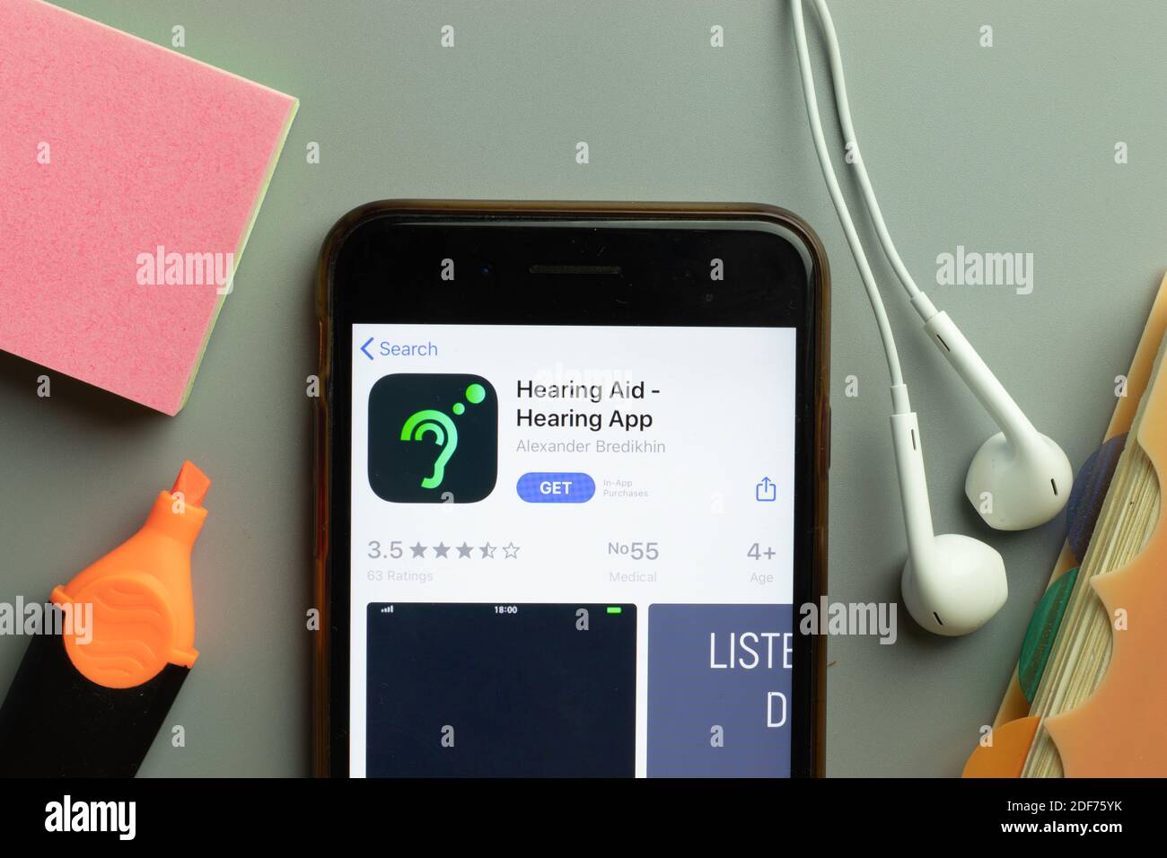 New York, USA - 1 December 2020: Hearing Aid mobile app icon on phone ...