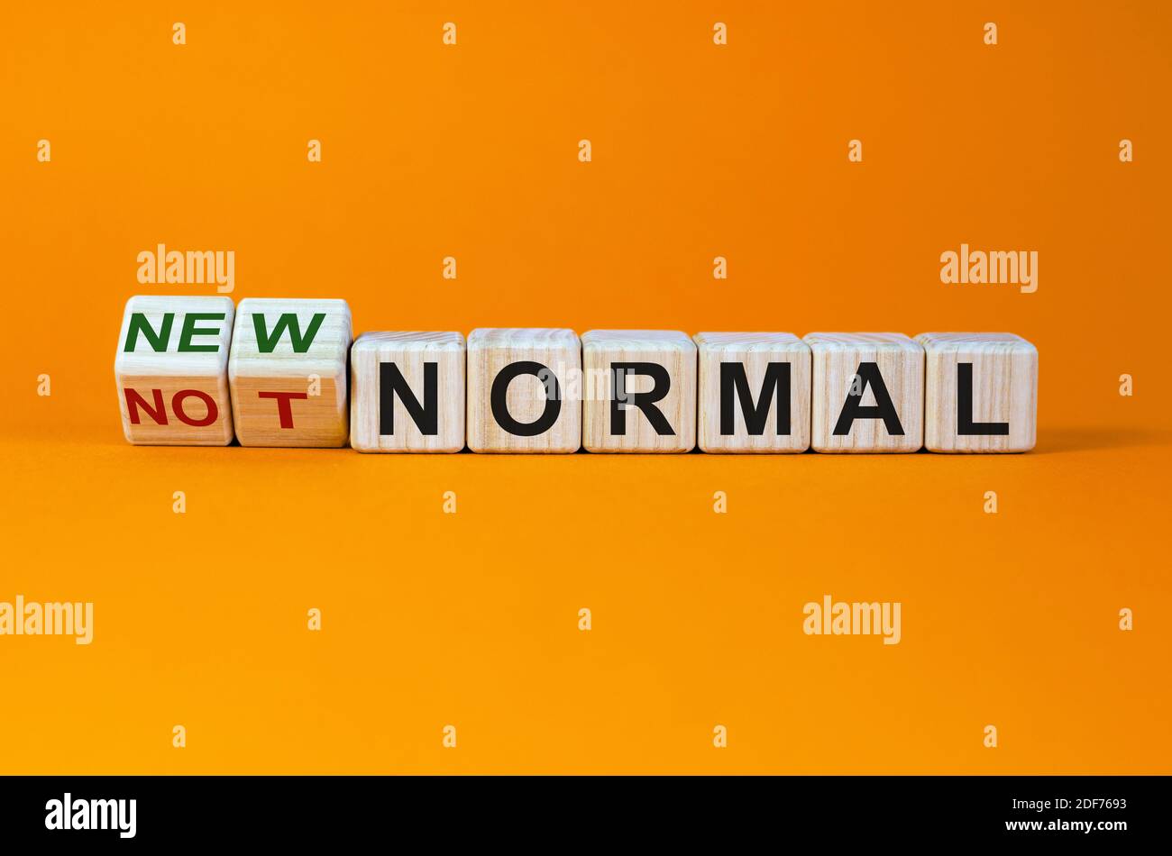 Covid-19 new normal symbol. Turned cubes and changed the words 'not ...