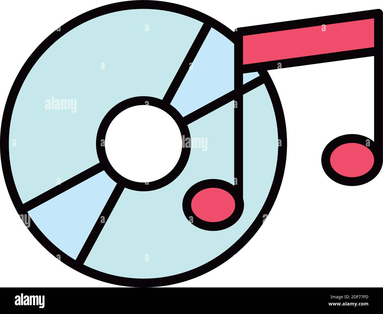 music compact disk sound party, line and fill style vector illustration ...