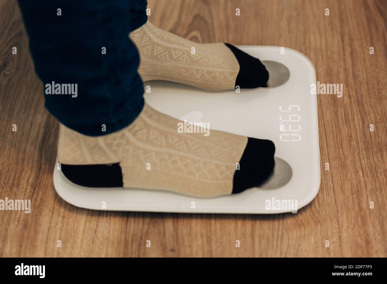 Modern Electronic Device. Girl Measures Weight on Smart Scales Stock ...