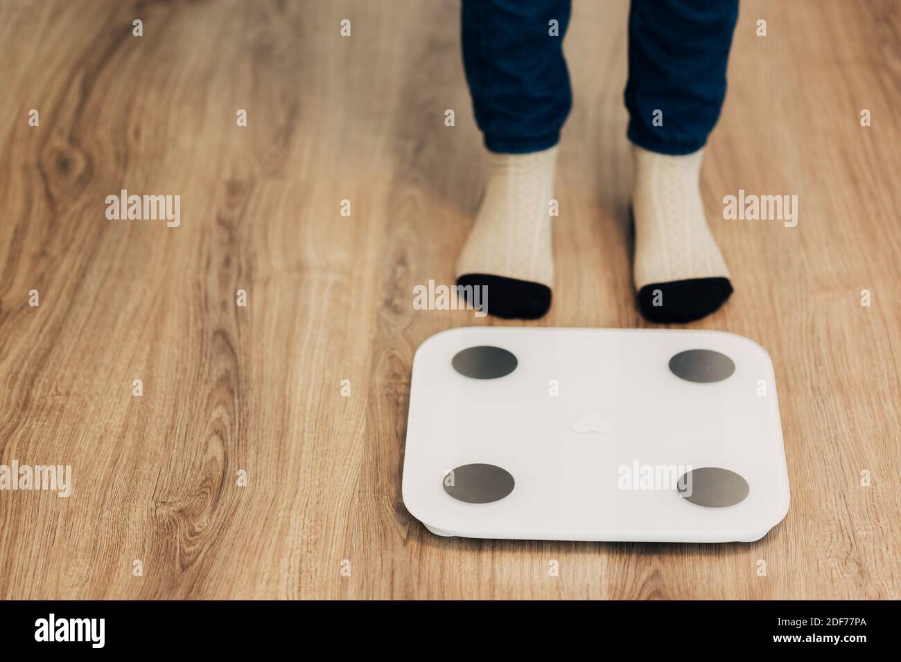 Modern Electronic Device. Girl Measures Weight on Smart Scales Stock ...