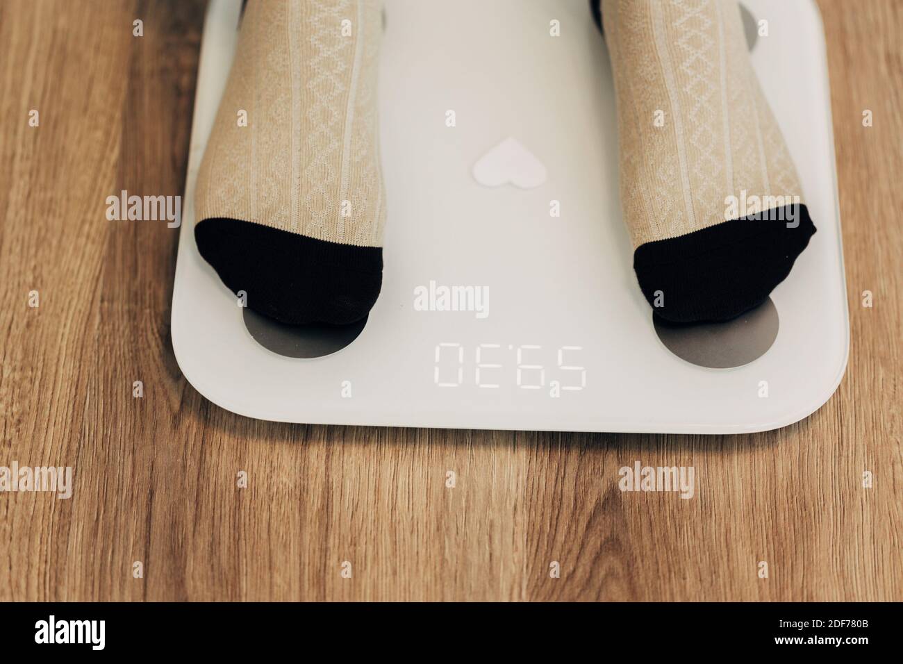 Modern Electronic Device. Girl Measures Weight on Smart Scales Stock ...