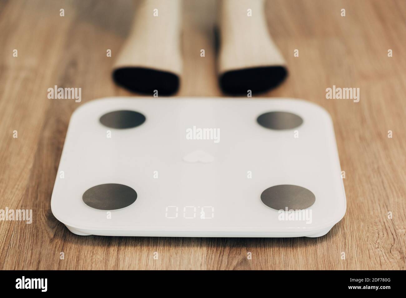 Modern Electronic Device. Girl Measures Weight on Smart Scales Stock ...