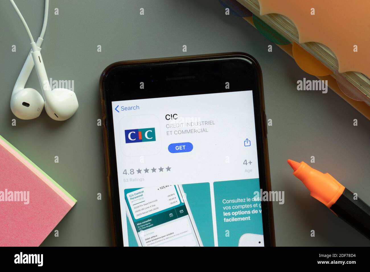 New York, USA - 1 December 2020: CIC mobile app icon on phone screen ...