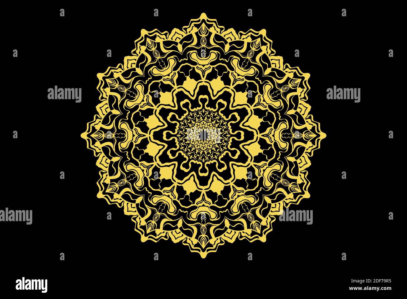 Hand Drawn Gold Mandala Vector Hand Drawn Mandala Art. Abstract