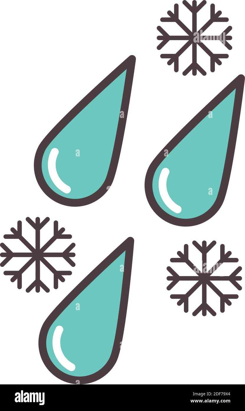 weather cloud winter snowflake and rain vector illustration line and ...